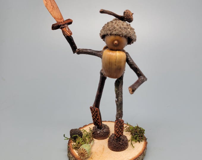 Oakie Acorn Elf Warrior. Fantasy Art Figurine, defender of the Forest ...