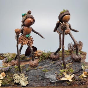 Oakie Acorn Elves Enjoying Nature Together. A Fantasy Art Figurine for ...