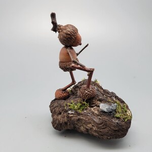 A Young Acorn Oakie, Climbing, in Nature. A Whimsical, Acorn Figurine ...