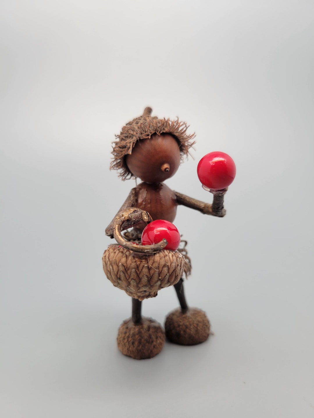 Oakie Acorn Elf Carrying Her Basket of Red Berries Holding - Etsy