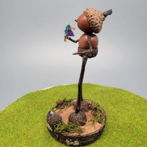 Oakie Acorn Elf Holding a Bouquet of Wildflowers for His Sweetie. A ...