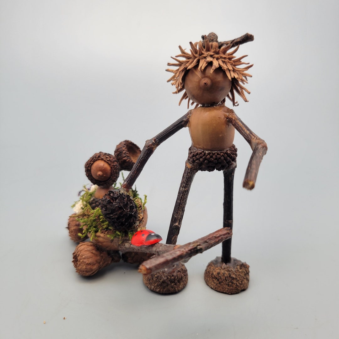 Oakie Acorn Elf Enjoying a Day of Foraging, With Her Child. say It With ...