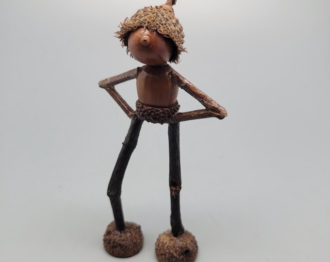 Oakie Acorn Elf, Looking up With His Hands on His Hips. A Fantasy Art ...