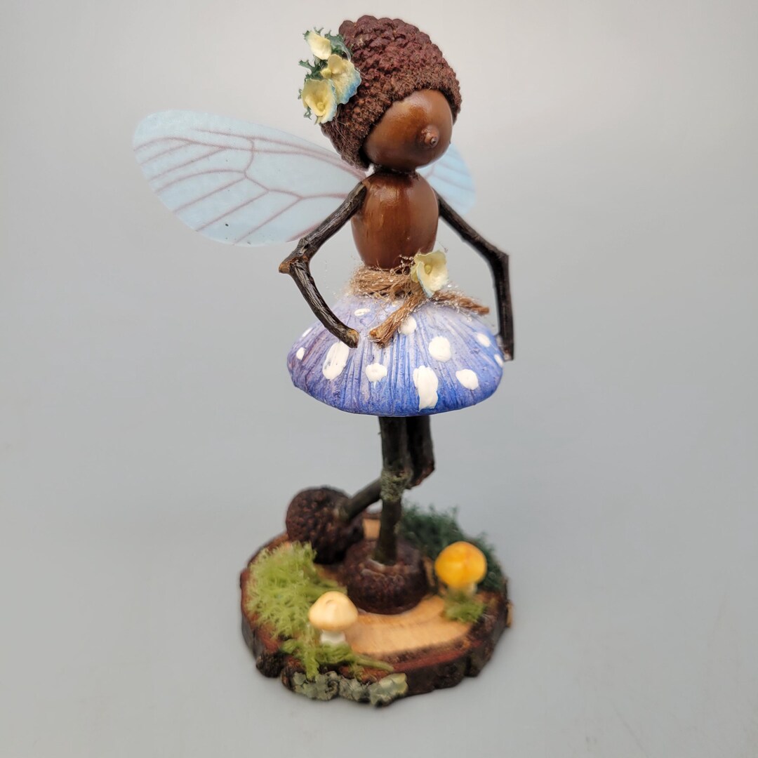 An Oakie Acorn Fairy, Dressed in Blue, Walking Thru Nature. A Whimsical ...