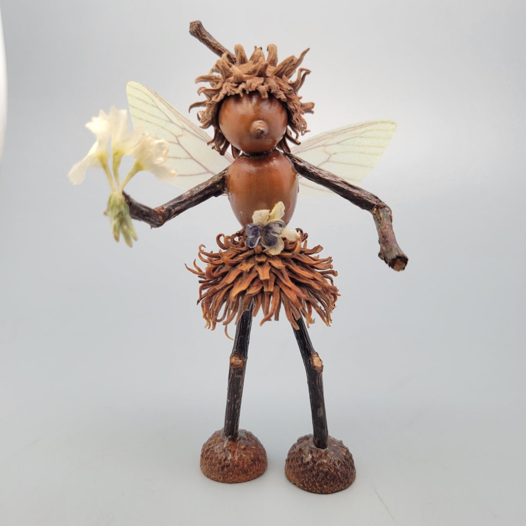 Oakie Acorn Elf Fairy Holding Out a Bouquet of White Flowers. say It ...