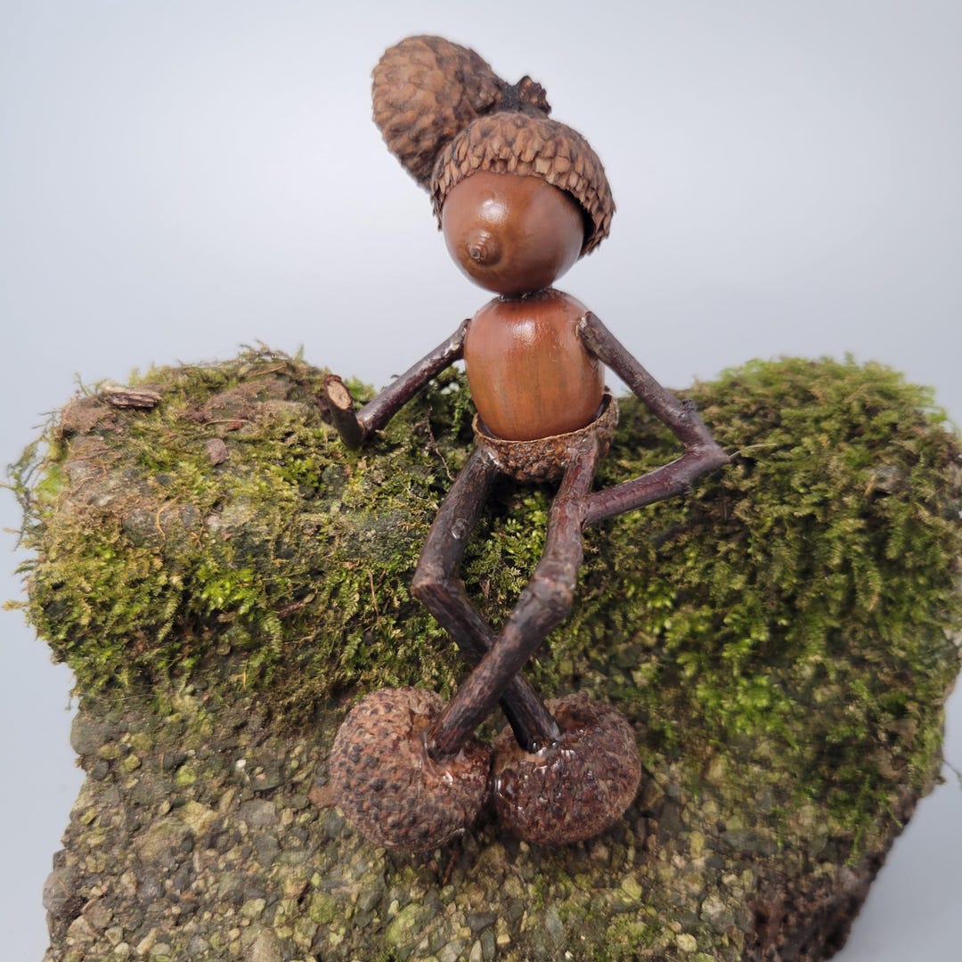 Oakie Acorn Elf Sitting. A Fantasy Art Figurine That Adds a Touch of ...