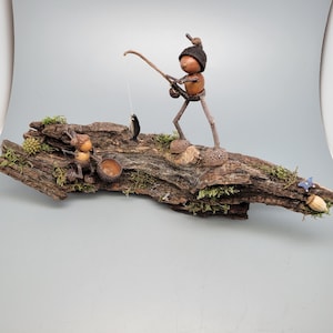 Oakie Acorn Elves, Fantasy Art Figurine, fishing With Dad. - Etsy