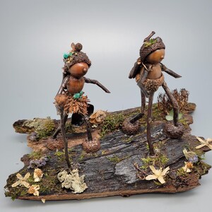 Oakie Acorn Elves Enjoying Nature Together. A Fantasy Art Figurine for ...