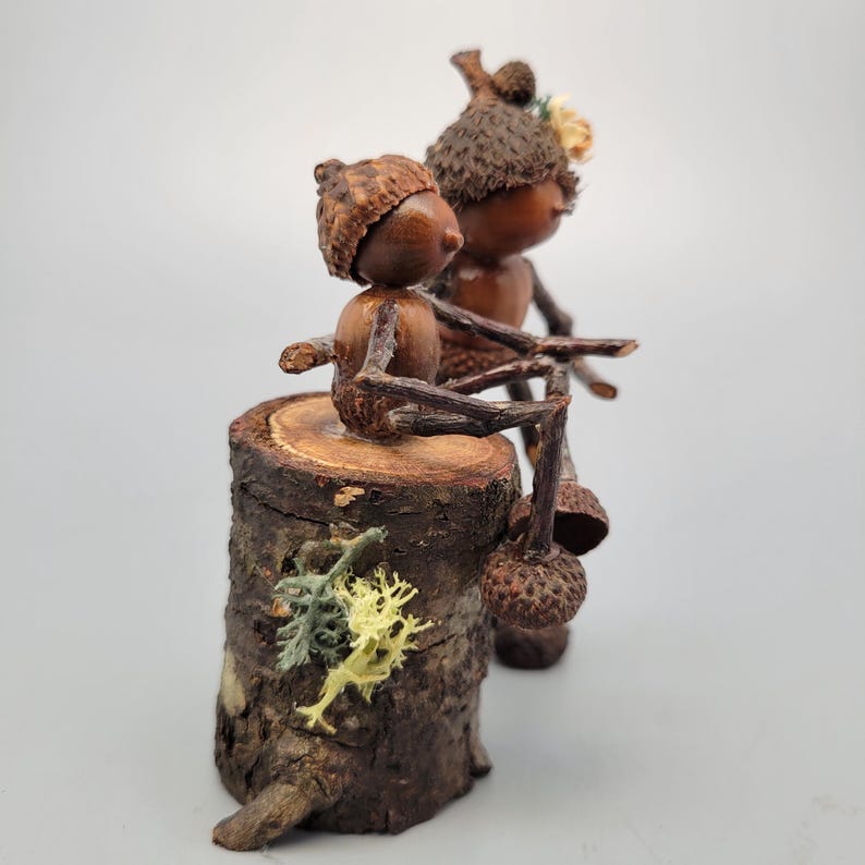 Oakie Acorn Elf Grama Sharing Nature With a Child. Whimsical Acorn ...