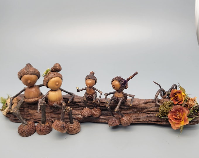 Oakie Acorn Elf Family Enjoying Time Together in Nature. Fantasy Art ...