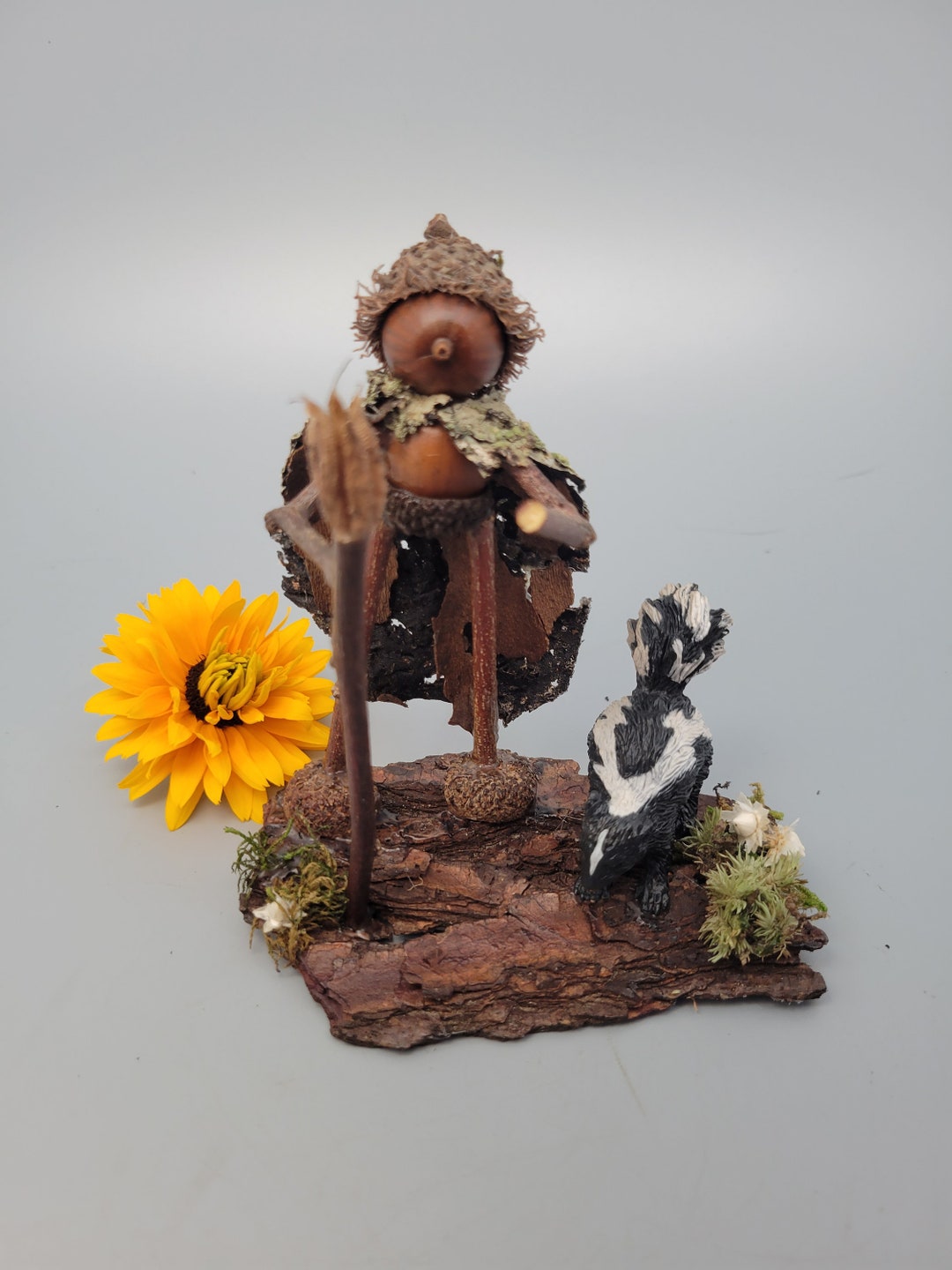 Oakie Acorn Elf Warrior With Cape and Staff, Standing With a Forest ...