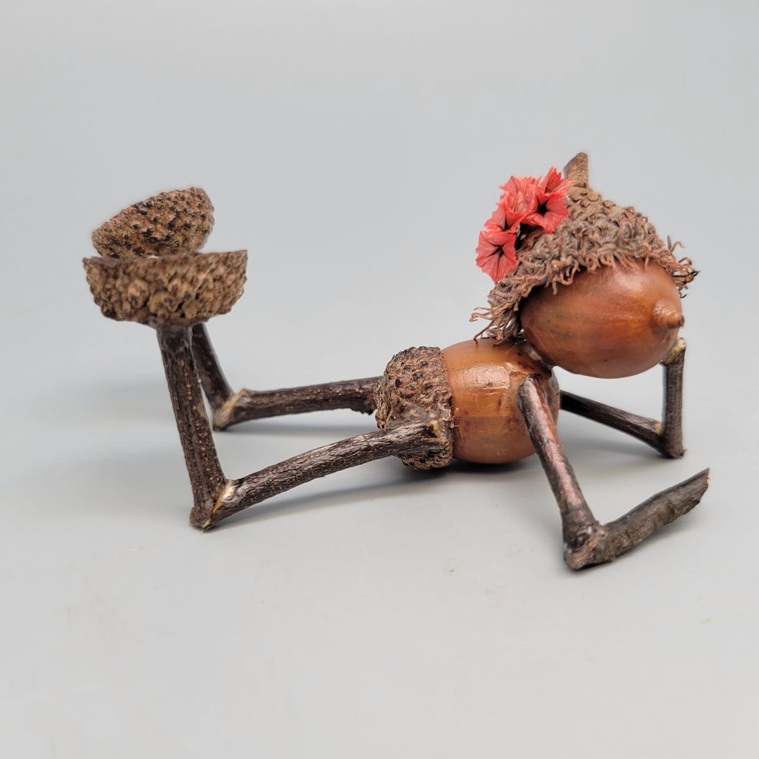 Oakie Acorn Elf, Acorn Figurine, Fantasy Art, Cottage Decor, Nature ...