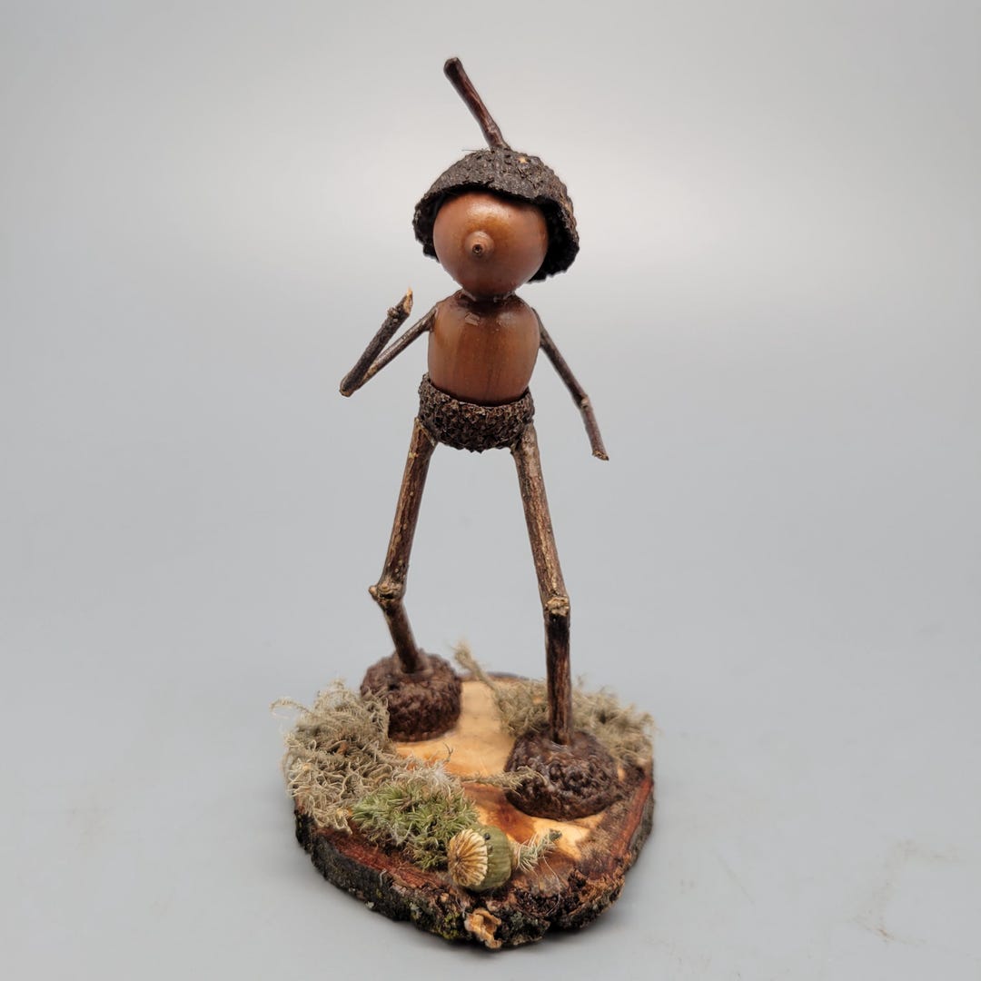Oakie Acorn Elf, Acorn Figurine, Fantasy Art Cottage Decor, Woodland ...