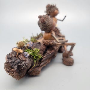 Oakie Acorn Elf Couple Sitting on a Log, Talking. A Figurine That Would ...