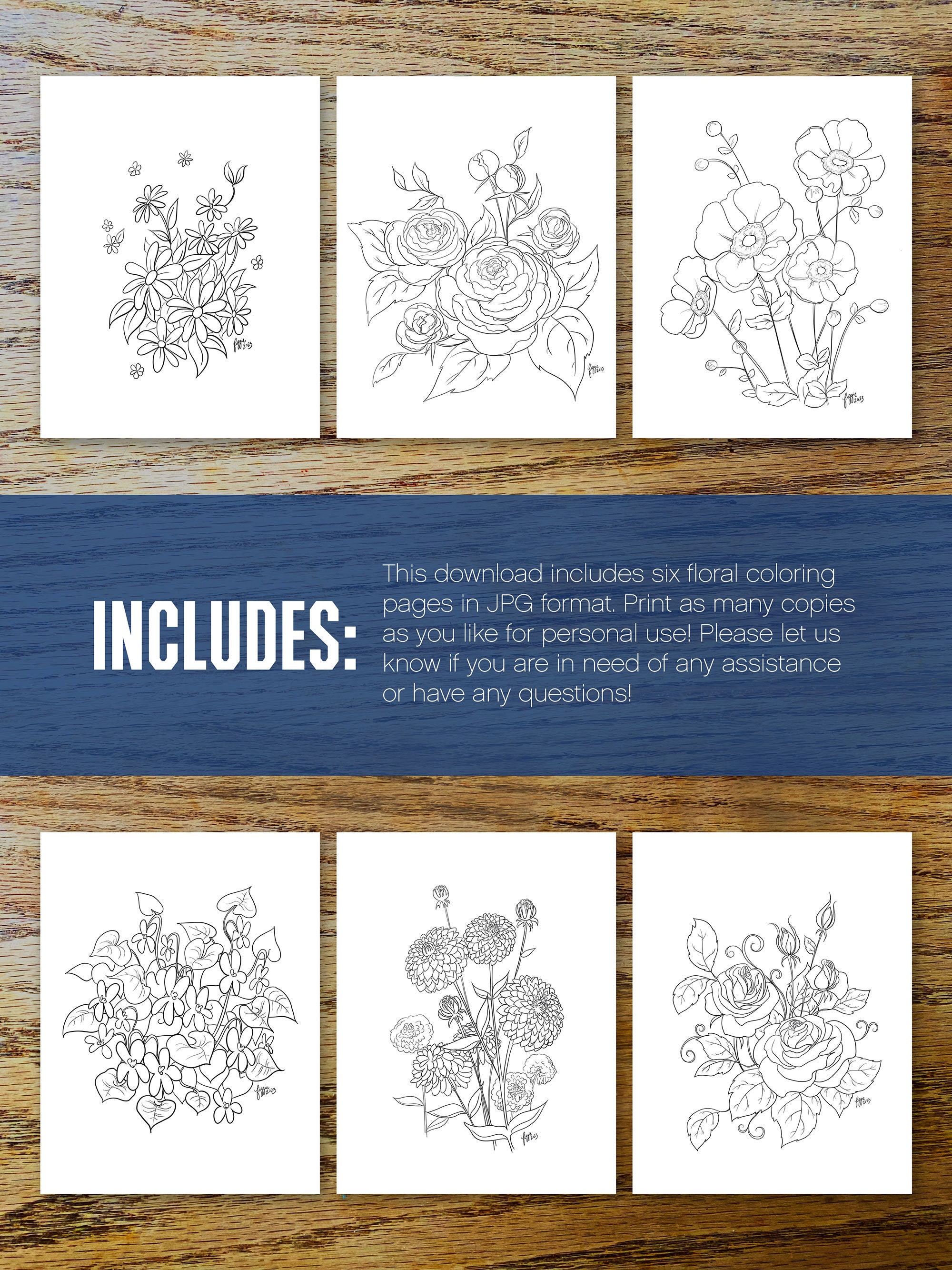 FLORAL ART COLLECTION Coloring Pages | Downloadable Art | Printable ...