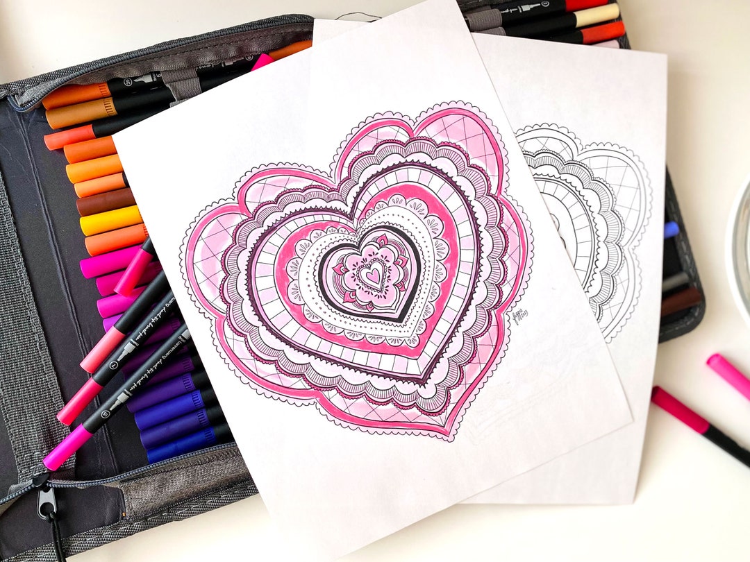 VALENTINE HEART DOILY Printable Coloring Page Lace Heart by Figgie - Etsy