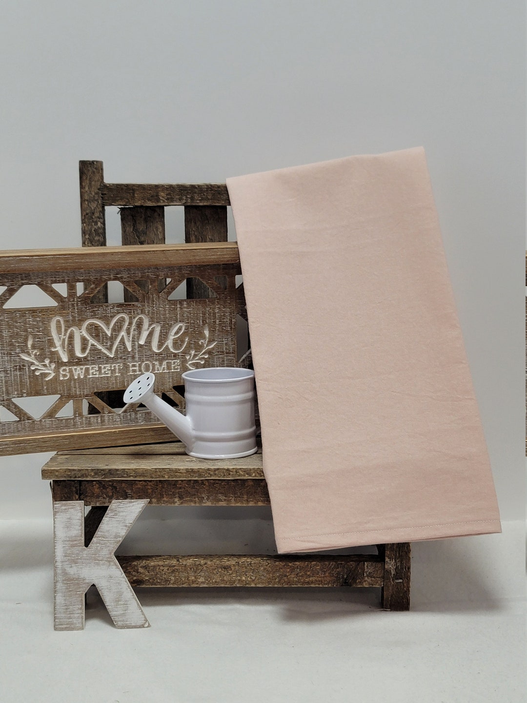 Handmade Blush Pink Tea Towel With Hook Tag - Etsy