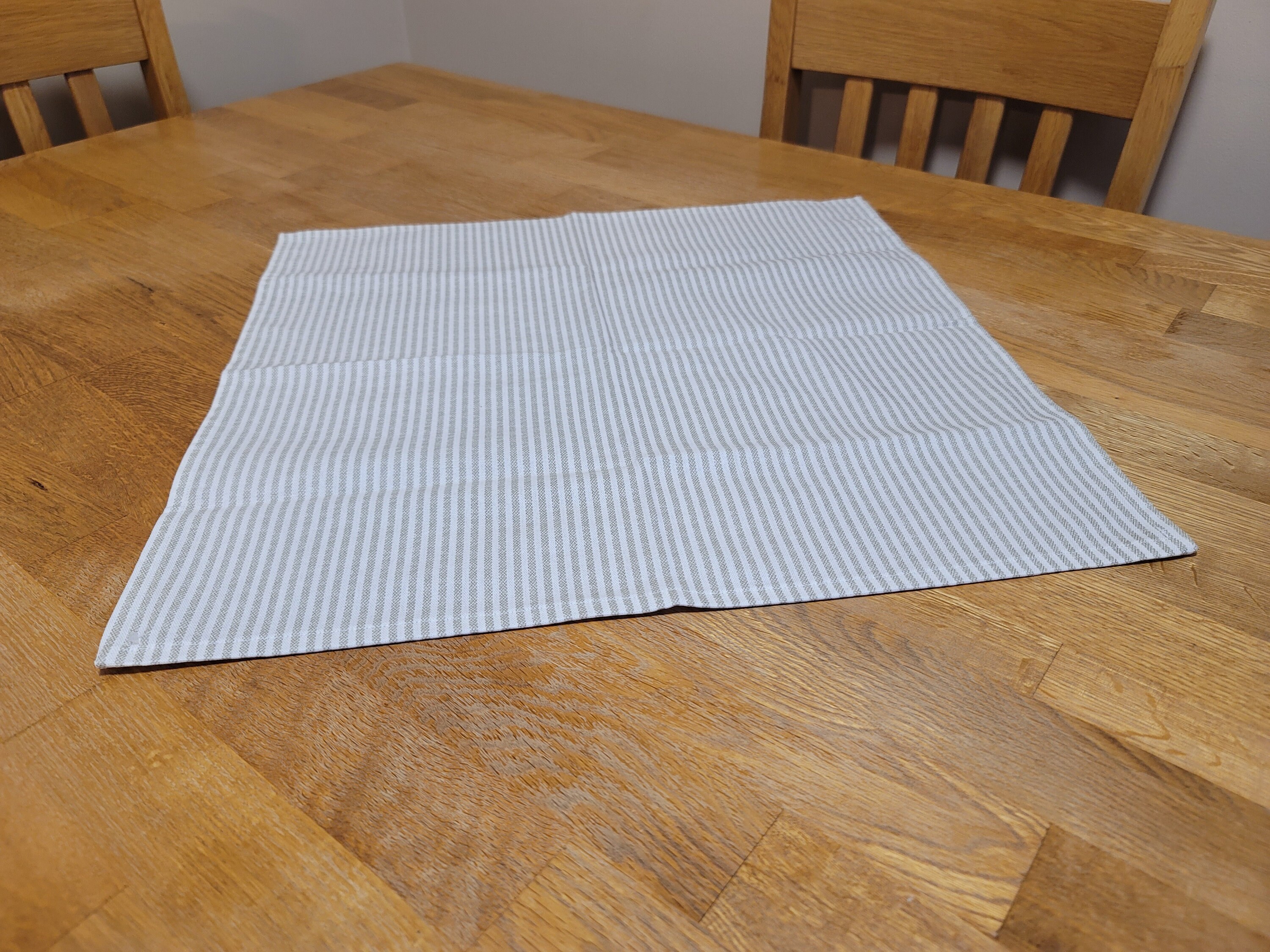 Handmade Duck Cloth Taupe and White Ticking Striped Table Scarf Throw ...