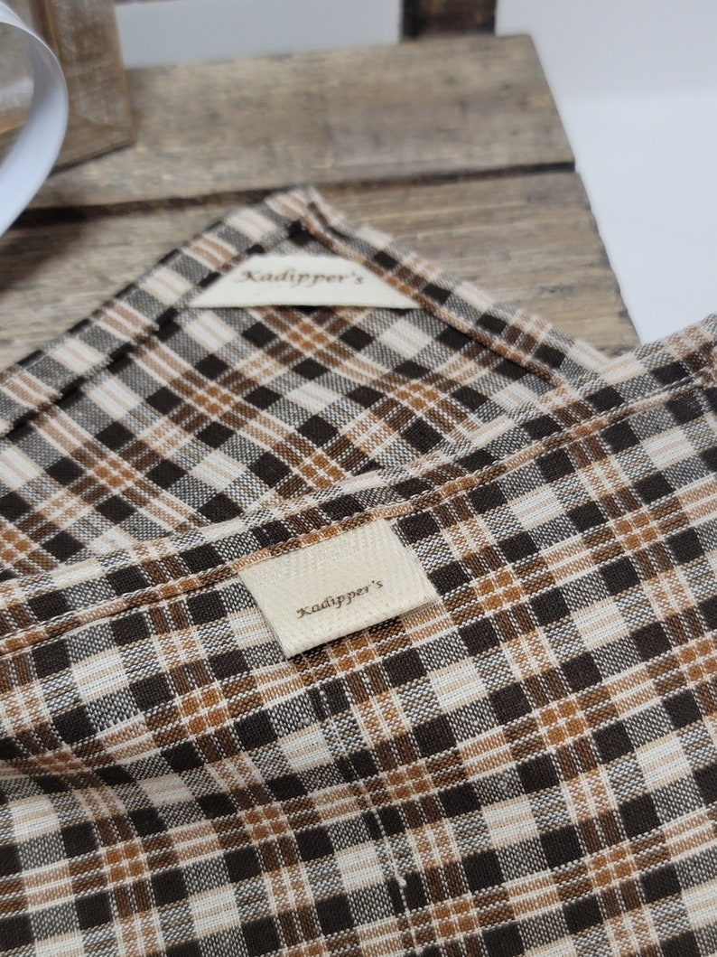 Handmade Cream Rust Brown Plaid Homespun Tea Towel With Hook Tag - Etsy