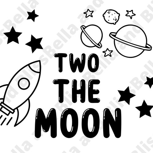 Two the Moon SVG Moon SVG Cut File 2nd Birthday Svg Boho - Etsy
