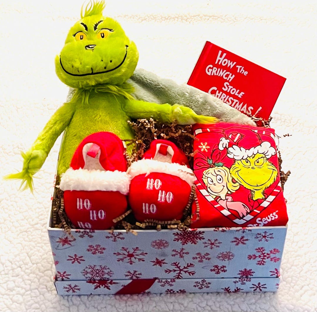Christmas Grinch Themed Gift for Baby Boy 3 to 6 Month Old Boy Gift Box ...