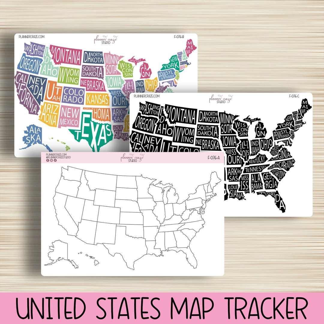 USA Map Tracker, United States, Planner Stickers, Vacation, Traveling ...