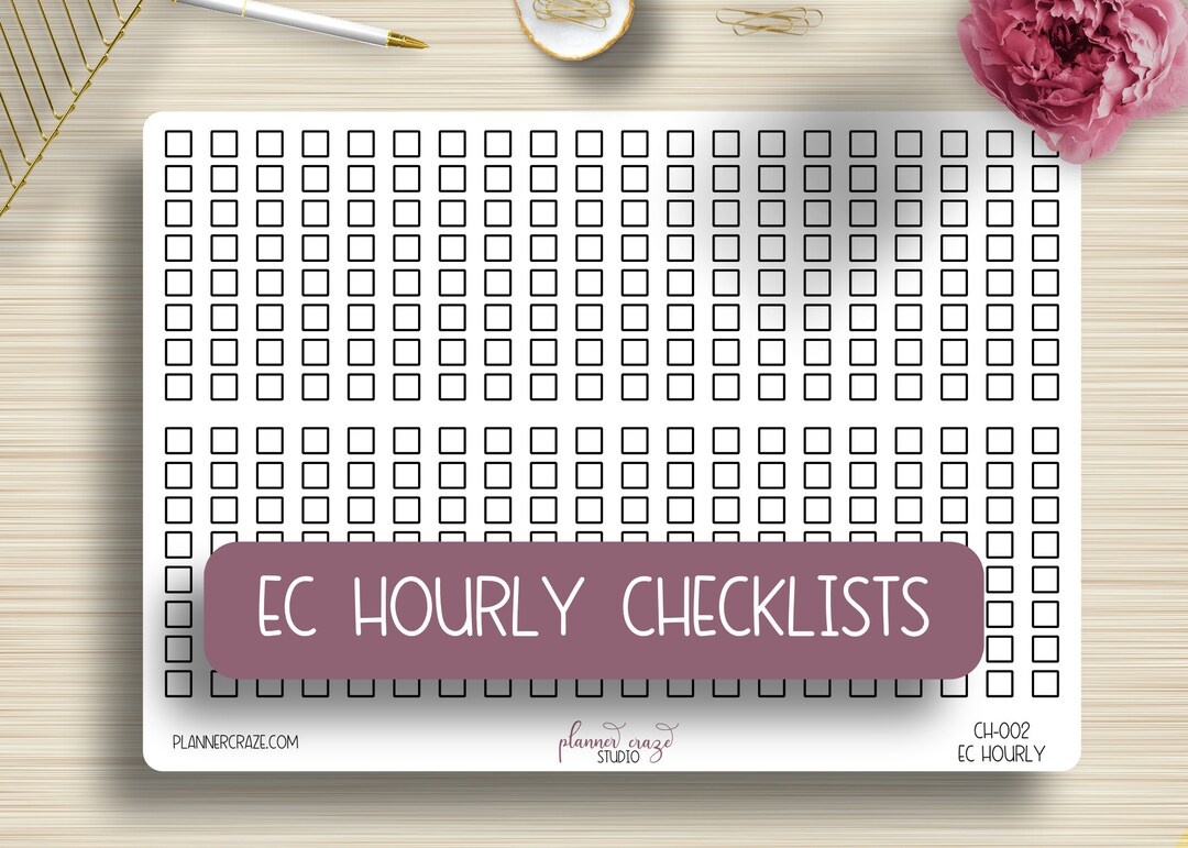 EC Hourly Checklists, Weekly Planner Stickers, Events, to Do List ...