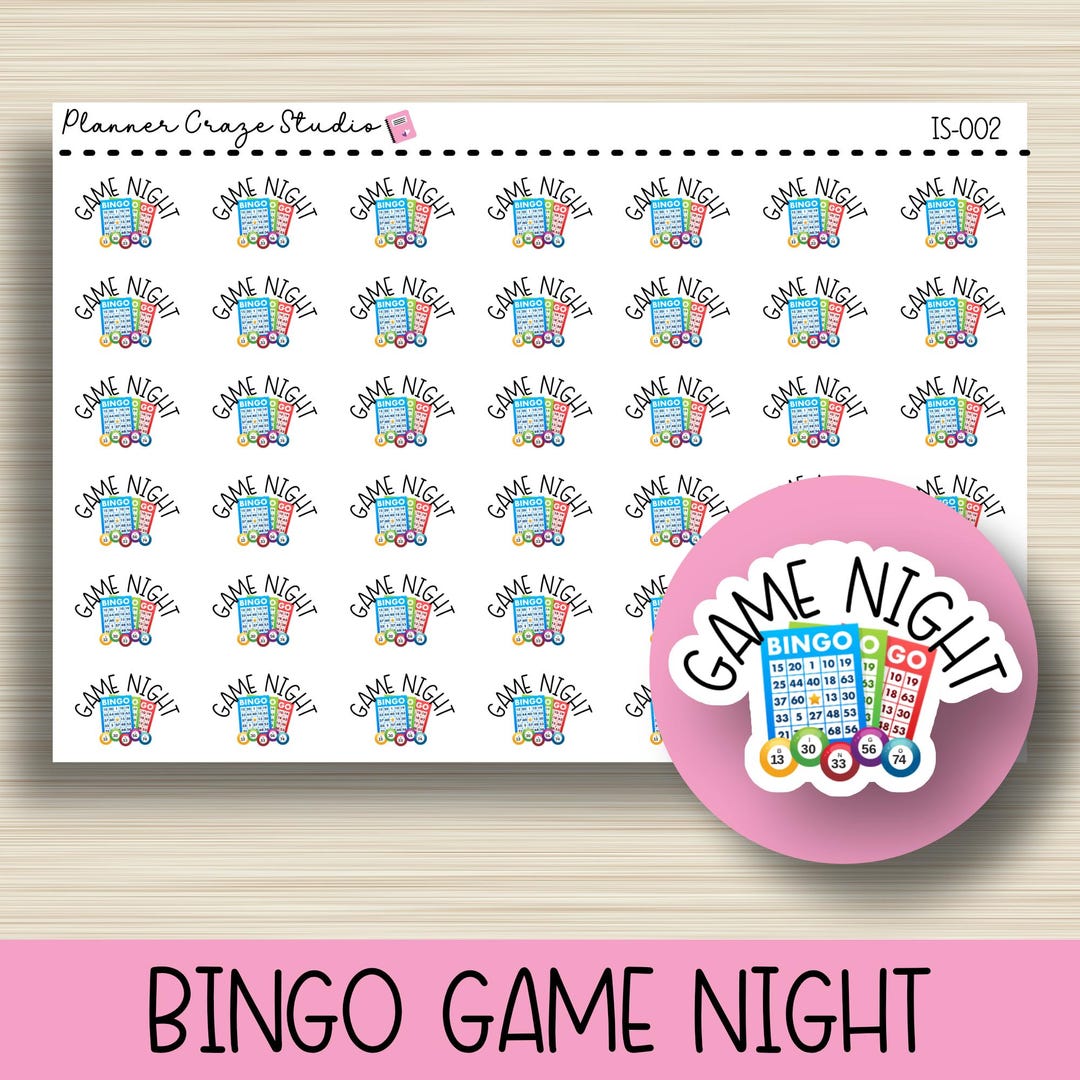 Bingo Game Night, Icon Planner Stickers, Family, Entertainment, Erin ...