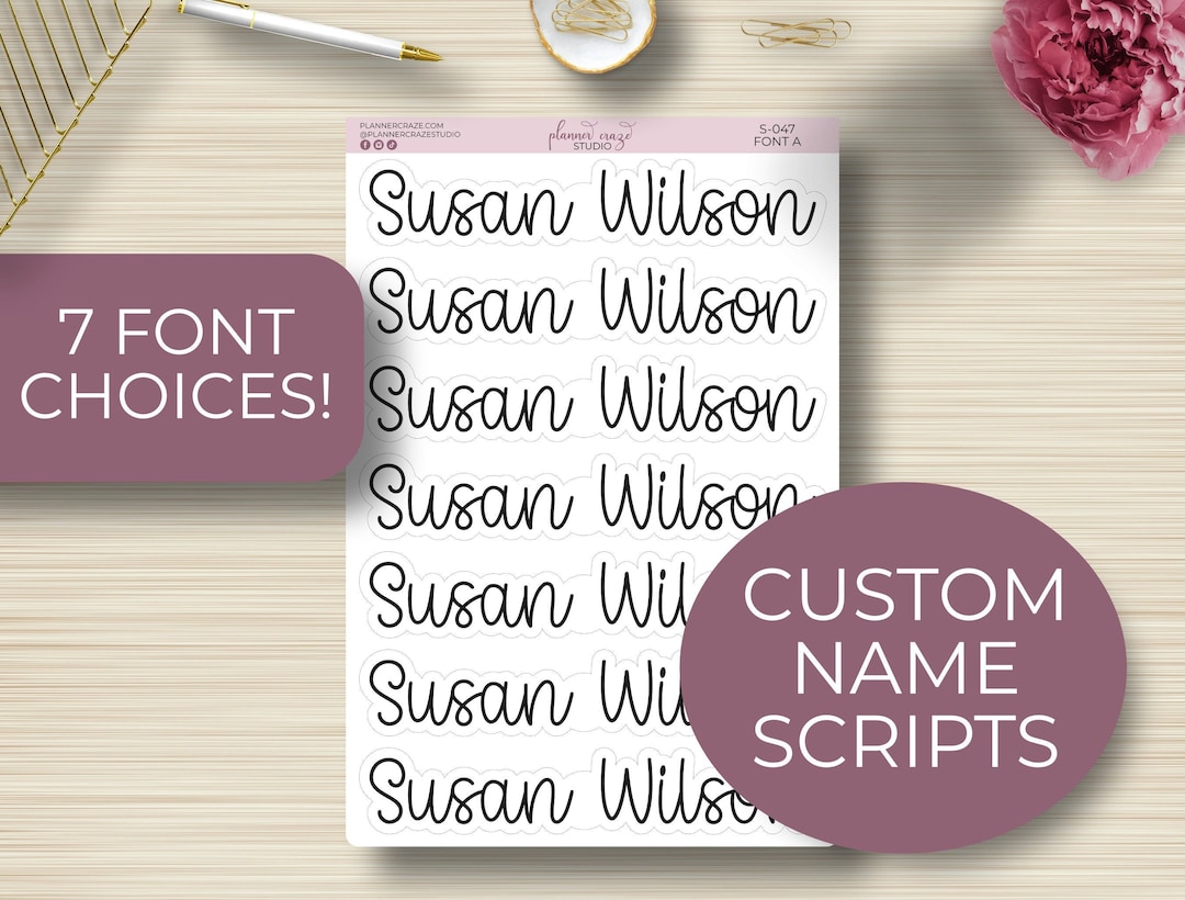 CUSTOM Name Scripts, Script Planner Stickers, Planning, EC Stickers ...