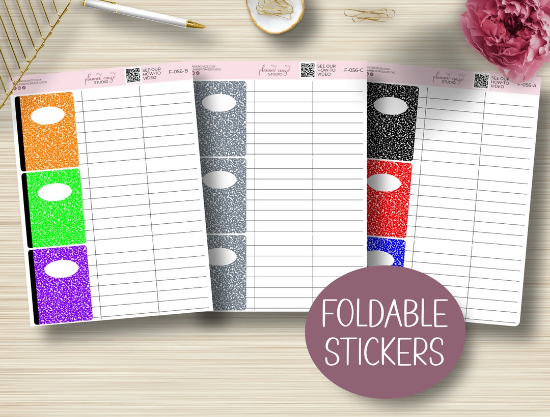 Foldable Planner Stickers, Tri-fold Sticker, Composition Notebook, Erin ...