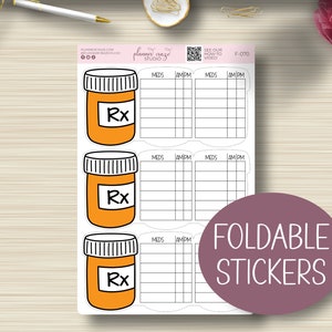 Foldable Planner Stickers, Prescription Bottle, Tri-fold Sticker ...