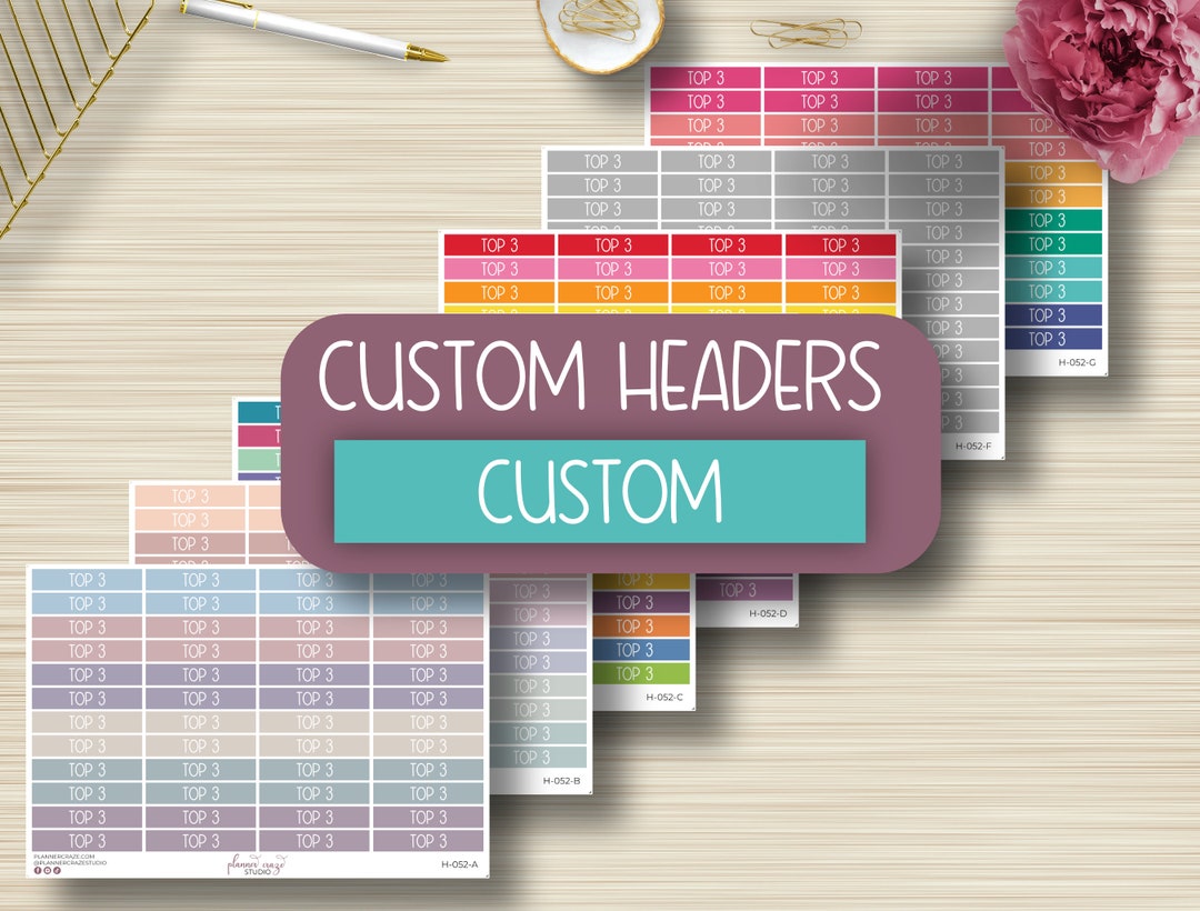 CUSTOM Header Planner Stickers, Header, Erin Condren, EC Stickers ...
