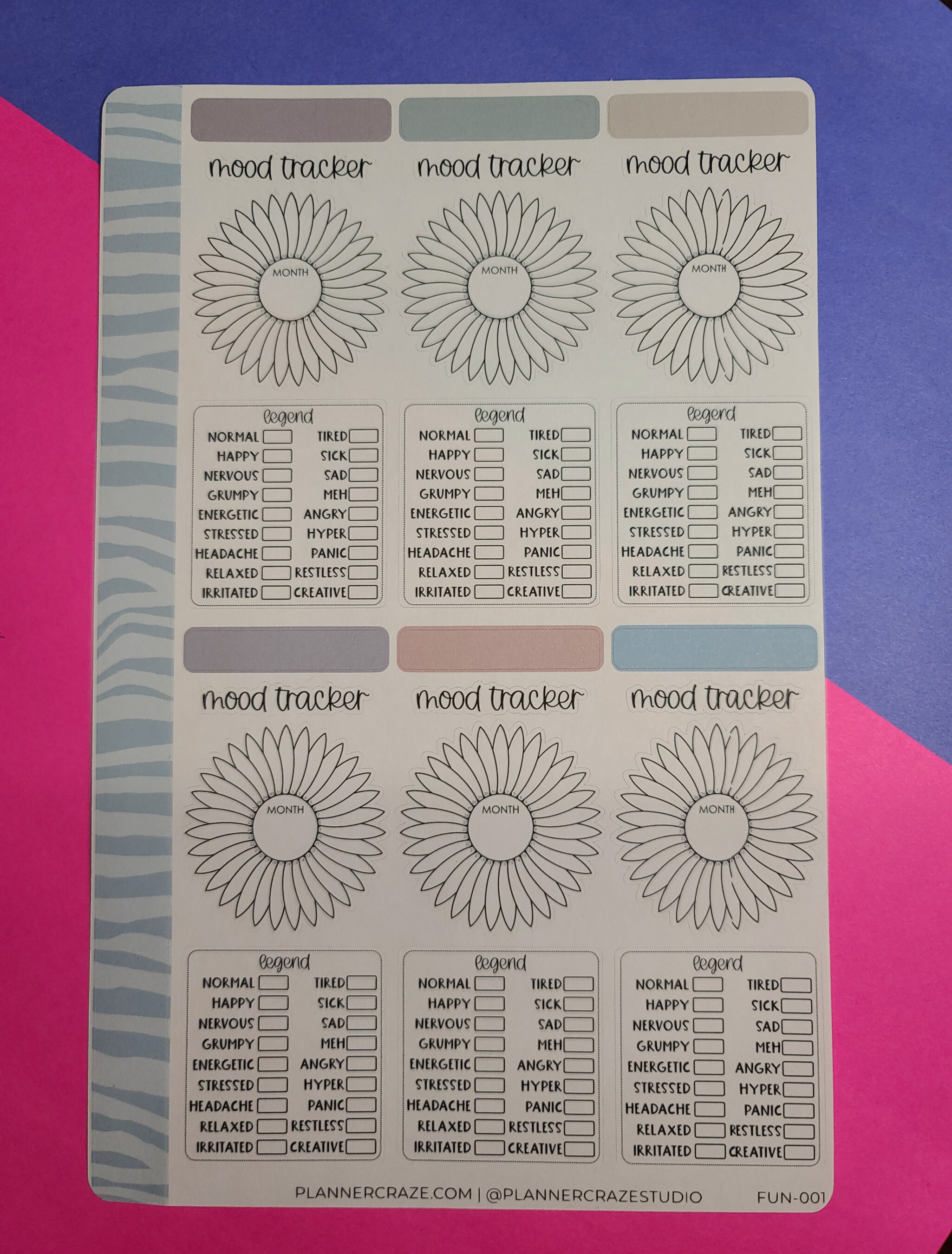 Mood Tracker 1.5" Wide Planner Stickers, Monthly Planning, Tracking, EC ...