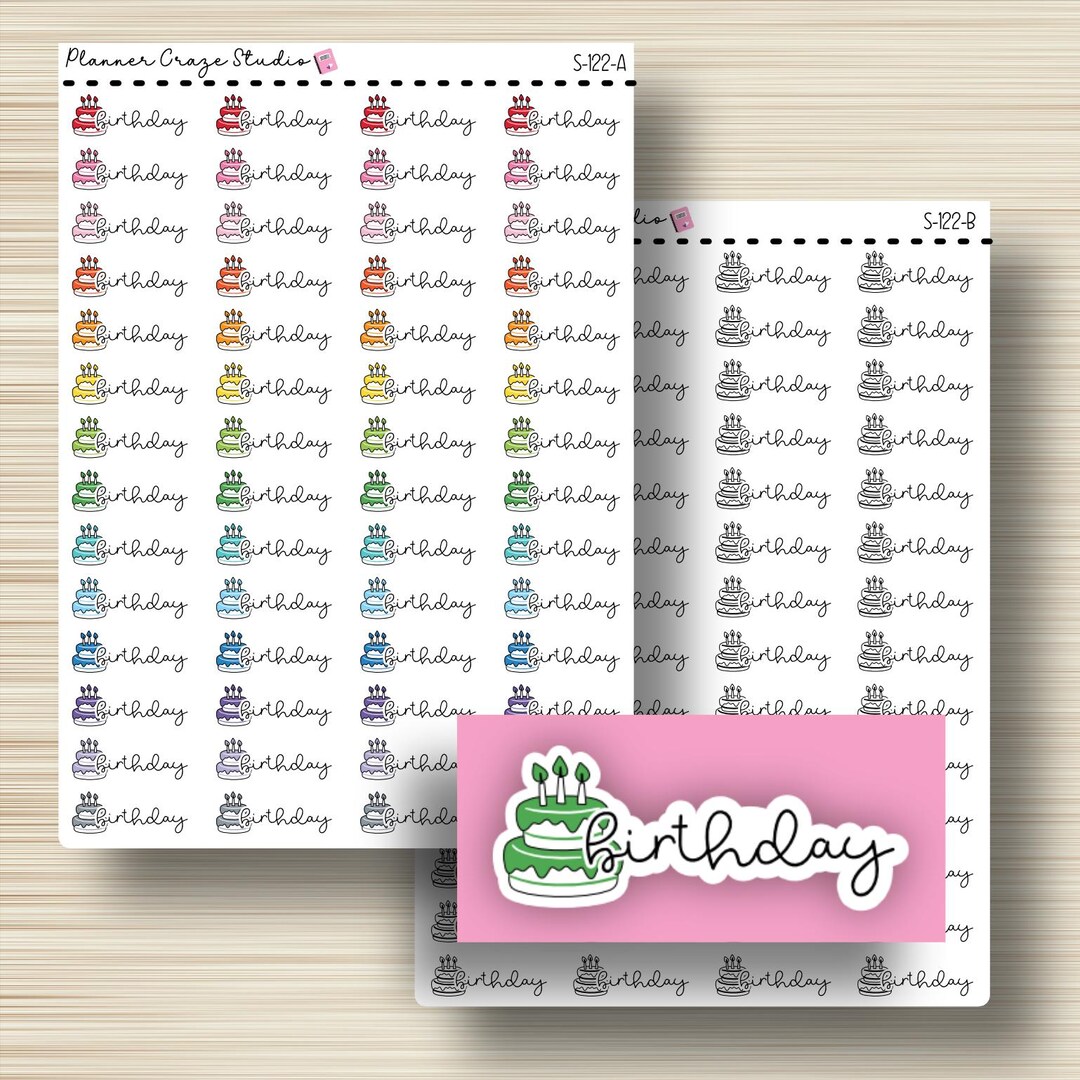 Birthday Stickers, Planner Stickers, Script, Event, Planning ...