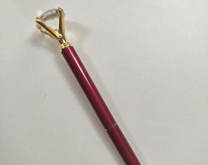 Diamond Top Pen, Planner Pen, Maroon, Metallic Gold, School, Ballpoint ...
