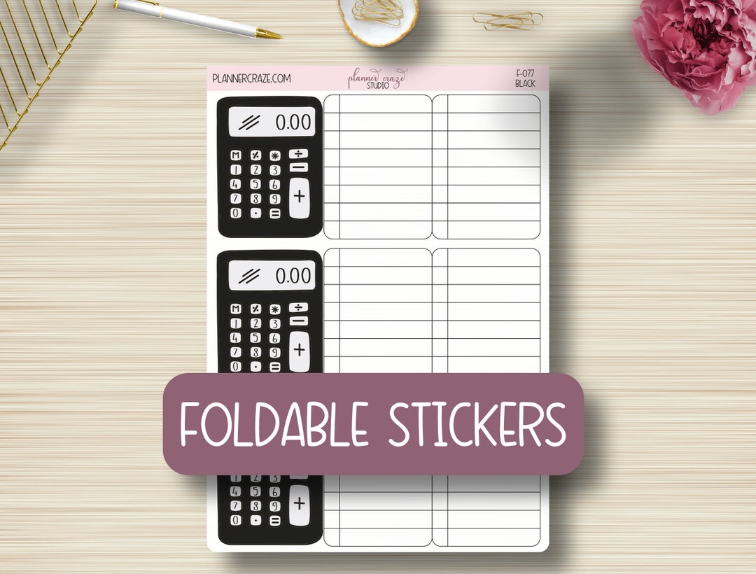 Foldable Planner Stickers, Calculator, Budget, Tri-fold Sticker, Erin ...