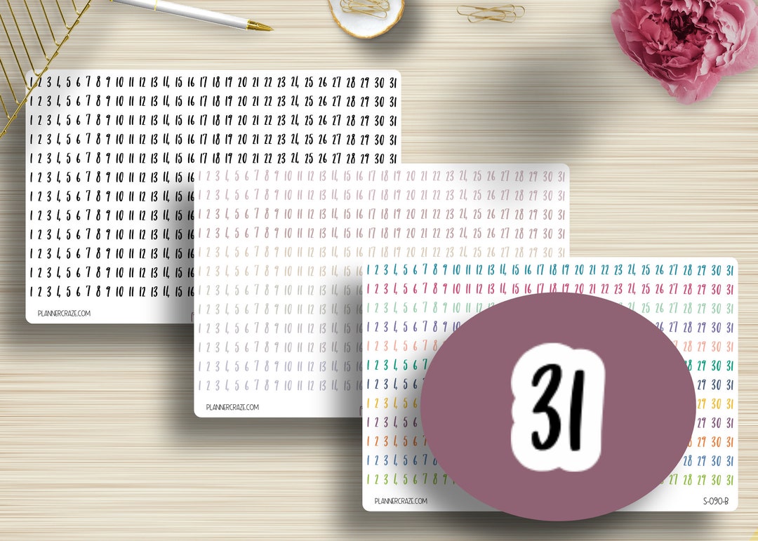 Numbers, Planner Stickers, Scripts, Monthly, Weekly, Dates, Planning ...