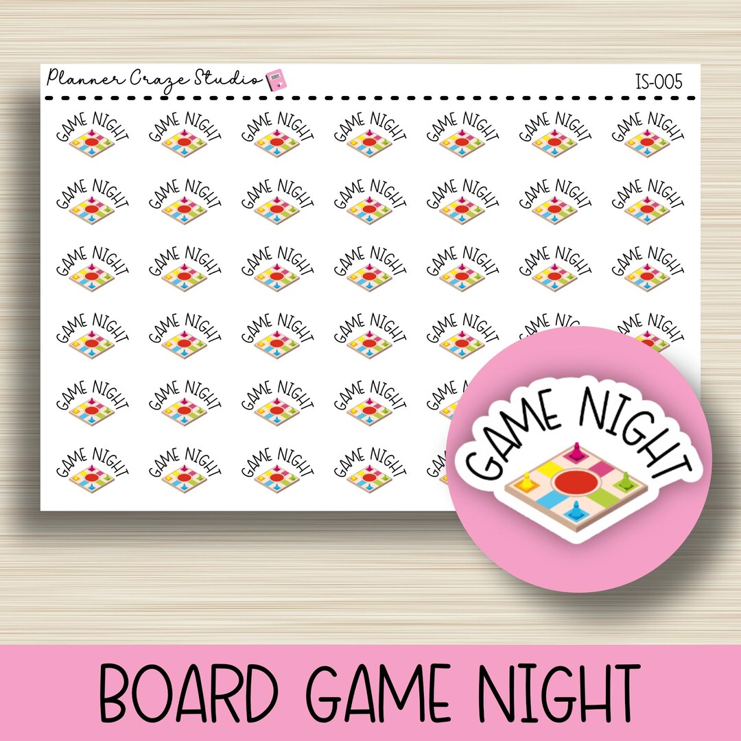 Board Game Night, Icon Planner Stickers, Family, Entertainment, Erin ...