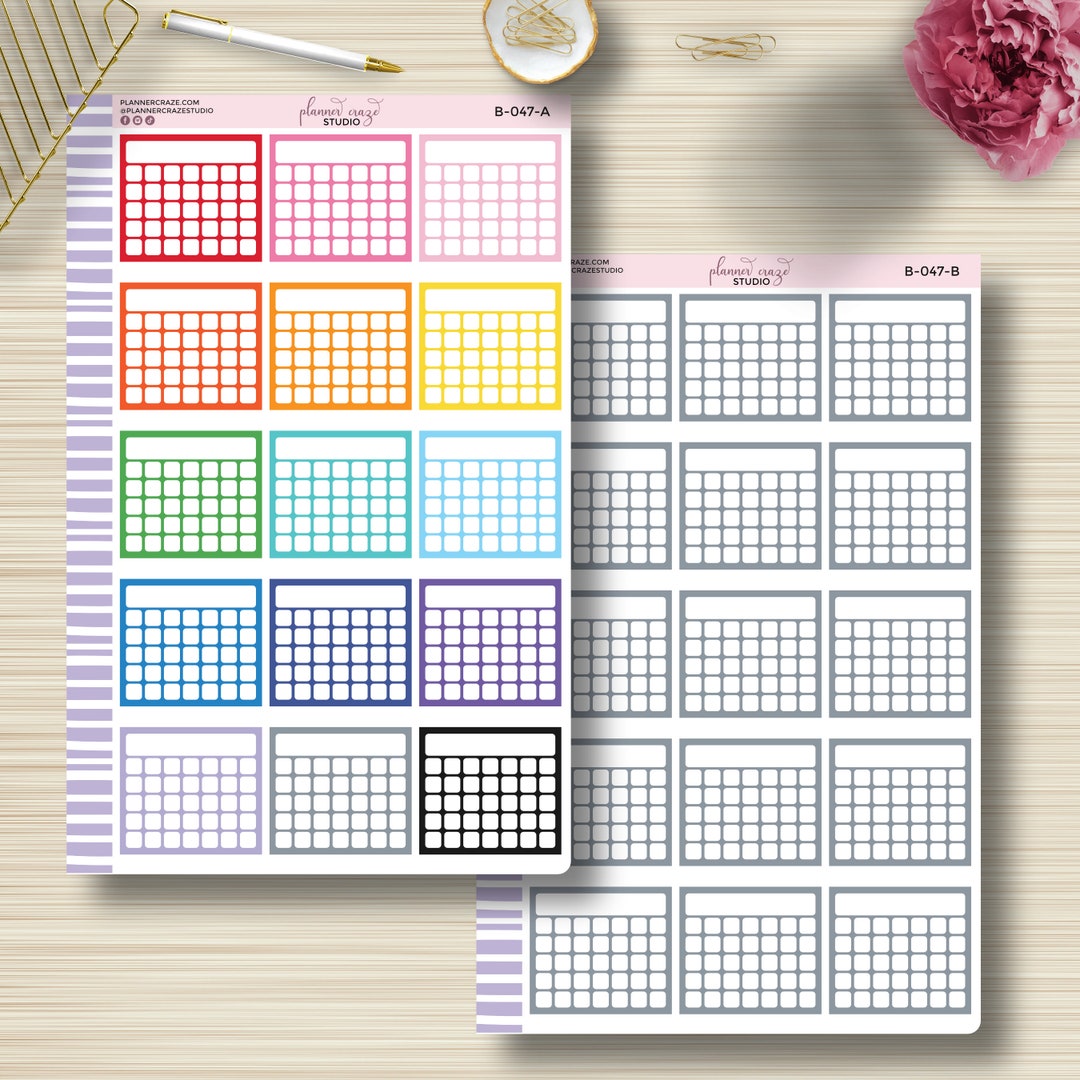 Monthly Habit Tracker, Planner Stickers, ECLP, EC Vertical, Hourly ...