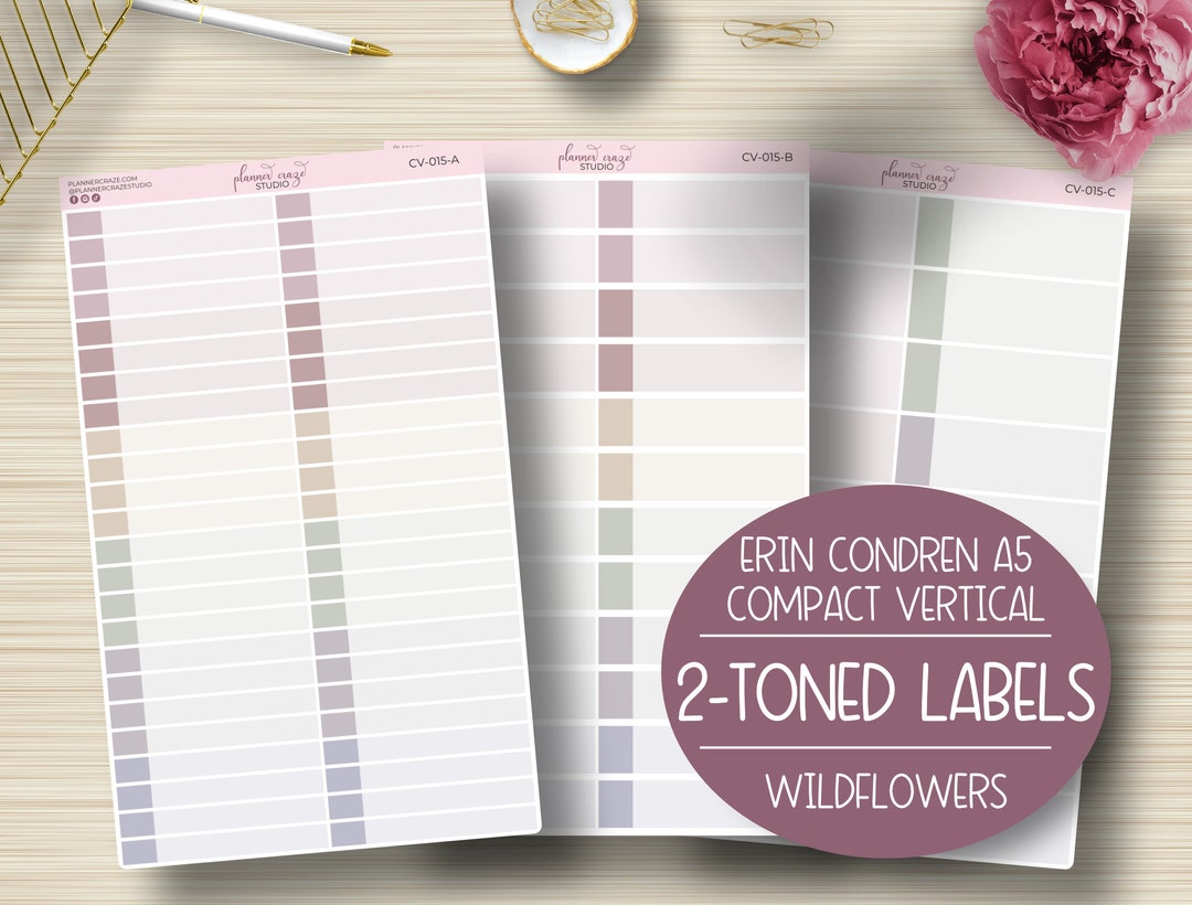 2 Tone Labels, Compact Vertical, EC A5, Weekly Planner Stickers ...