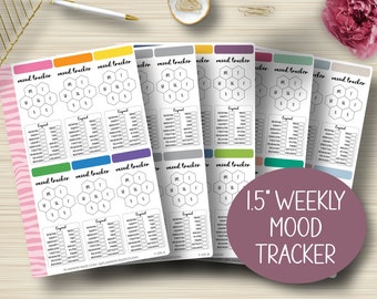 Mood Tracker 1.5 Wide Planner Stickers, Monthly Planning, Tracking, EC ...