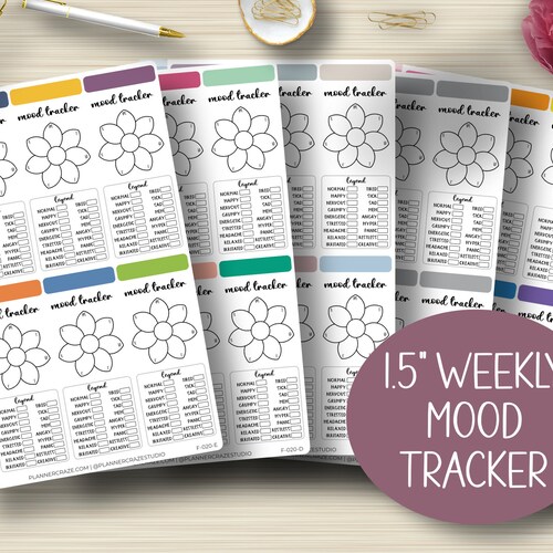 Mood Tracker 1.5 Wide Planner Stickers Monthly - Etsy