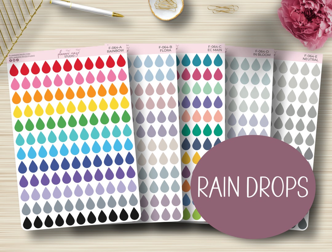 Rain Drops Planner Stickers Planning Monthly Weekly - Etsy