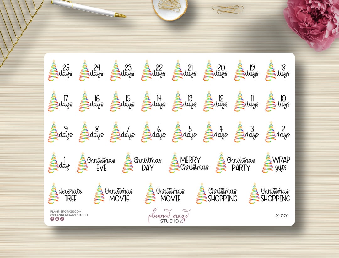 Christmas Countdown, Planner Stickers, Functional Planning, Erin ...