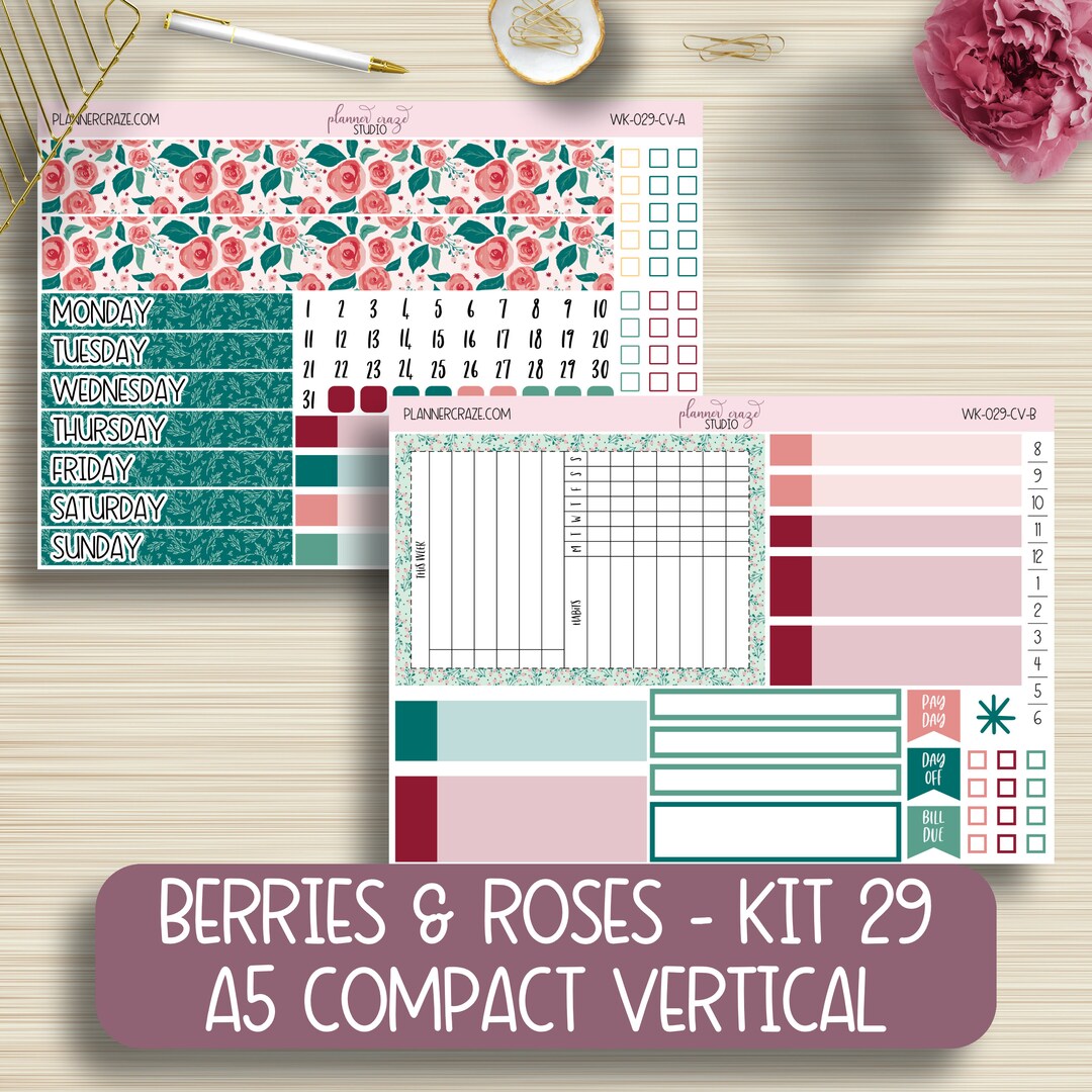 Compact Vertical, Weekly Planner Stickers, Planning, Labels, Erin ...
