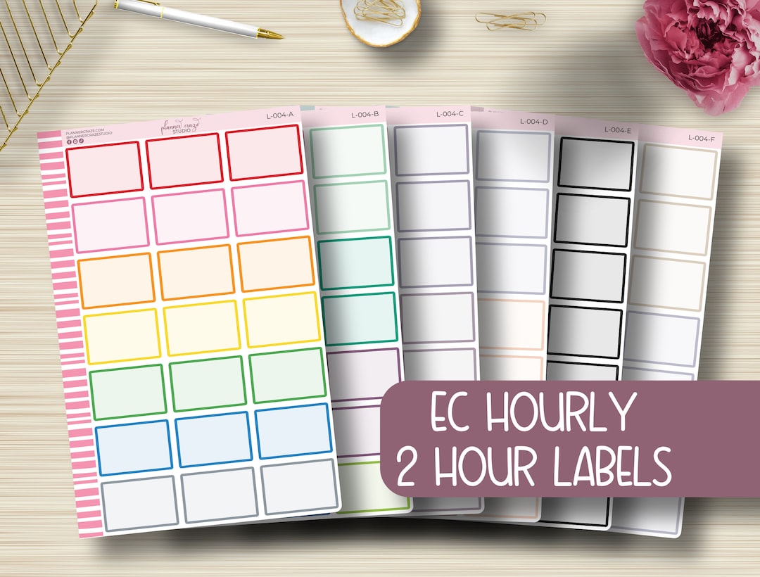 2 Hour EC Hourly, Planner Stickers, Hourly Planning, Plum Paper, EC ...