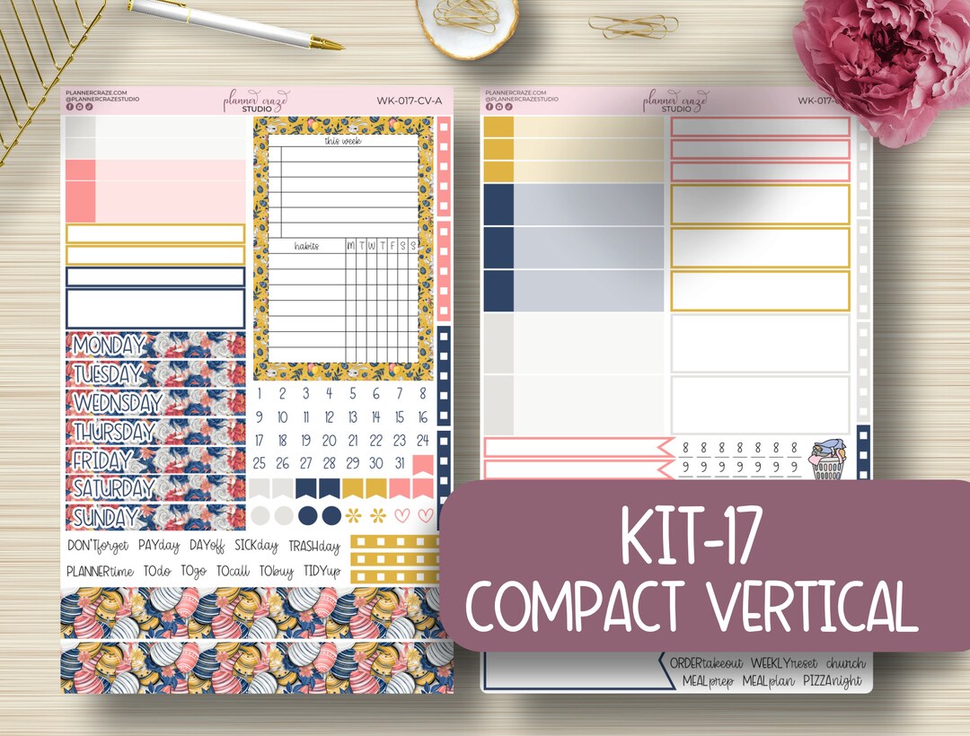 Compact Vertical, Weekly Planner Stickers, Planning, Labels, Erin ...