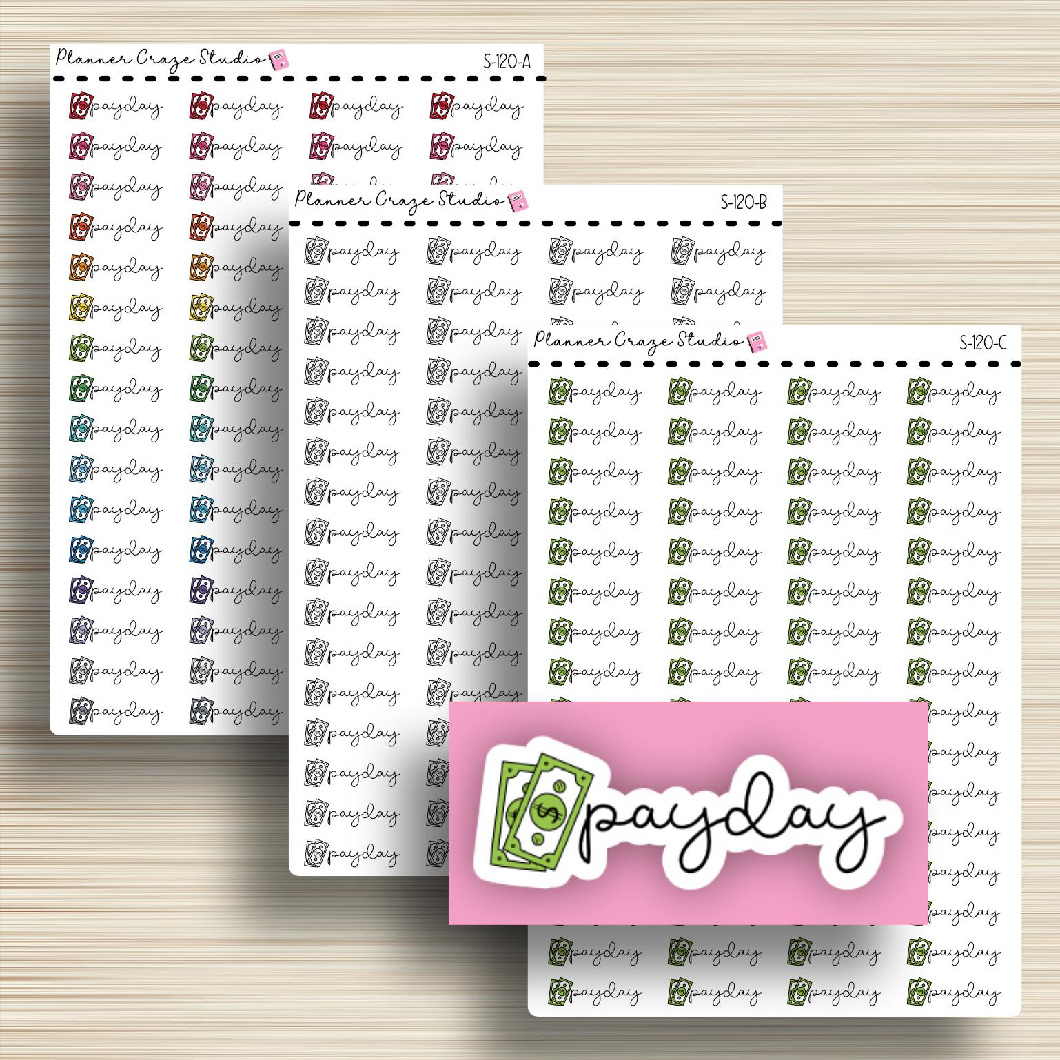 Payday Stickers, Planner Stickers, Script, Money, Business,planning ...