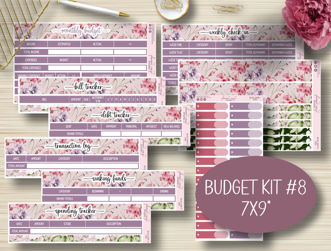 7x9 Budget Kit Planner Stickers, Budget Tracker, Debt, EC, Erin Condren ...