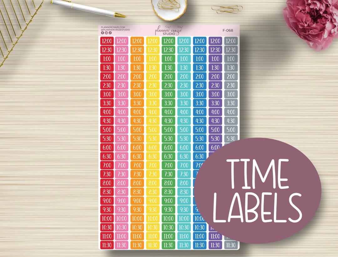 Time Labels, Planner Stickers, Functional Planning, EC Hourly, Vertical ...